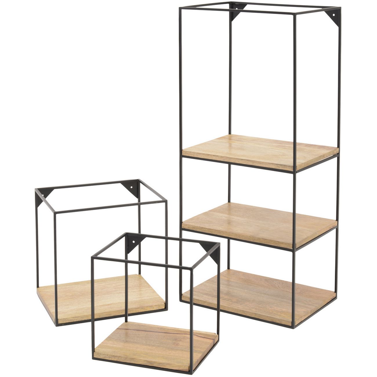 EX DISPLAY Kempsey Wood And Iron Small Single Shelf Wall Unit - Libra