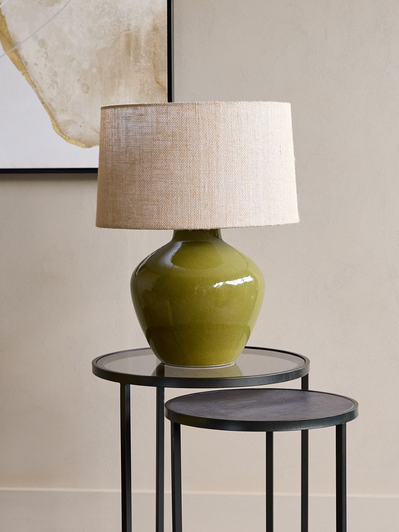 Aubrey Green Ceramic Table Lamp Large E27 60W - Libra