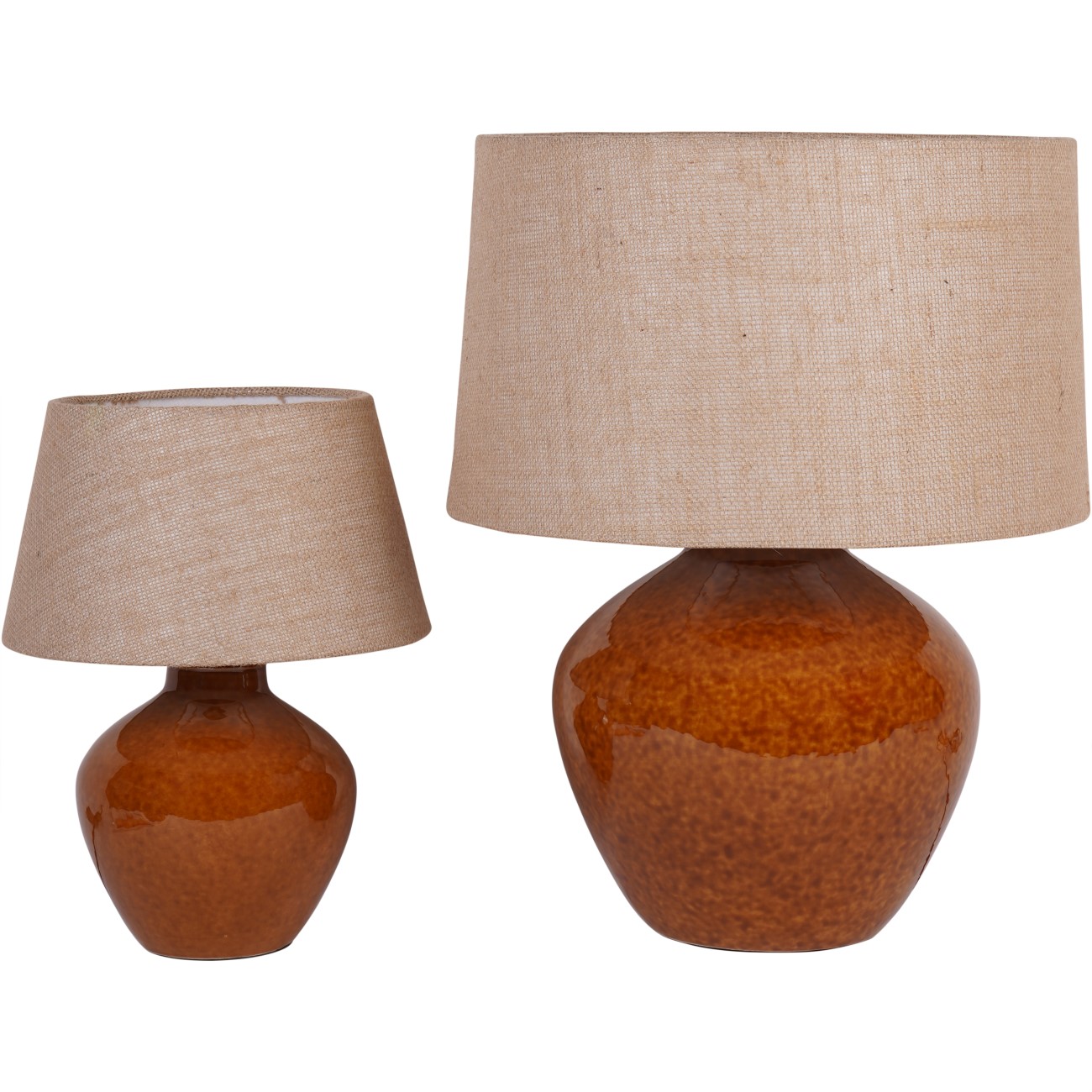Aubrey Terracotta Ceramic Lamp With Hessian Shade Small E27 60W - The ...