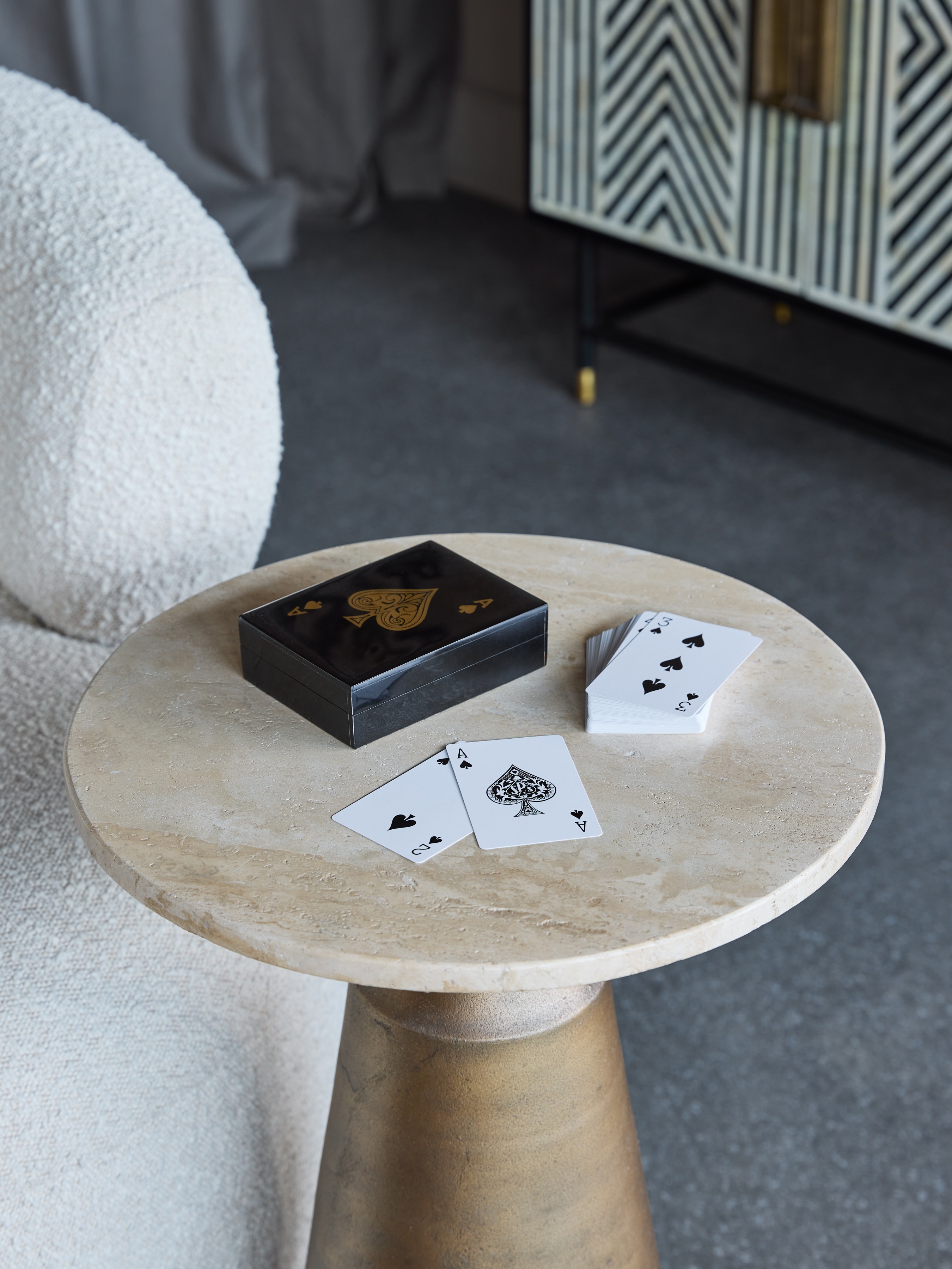 Chollerford Black and Gold Inlay Card Box - The Libra Company